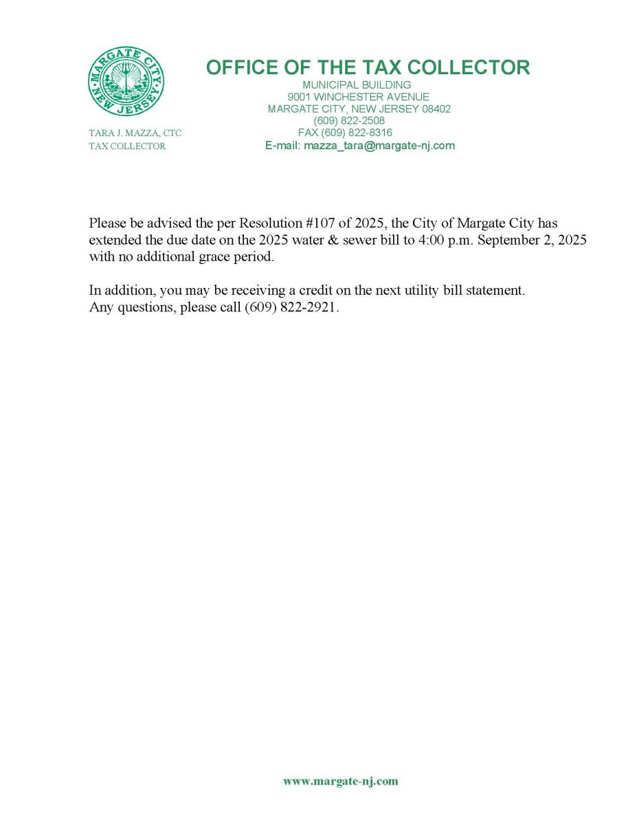 Important Information Notice - Water/Swear & Tax Collector Department ...